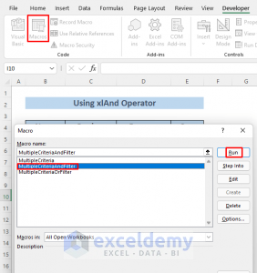 Filter Different Column by Multiple Criteria in Excel VBA