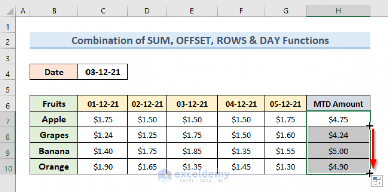 How to Calculate MTD (Month to Date) in Excel (3 Methods) - ExcelDemy