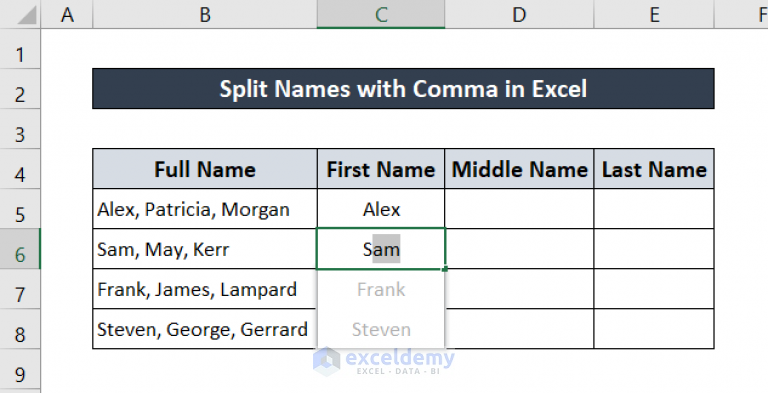 How to Split Names with Comma in Excel (3 Suitable Ways) - ExcelDemy