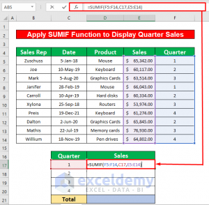 Create a Report That Displays Quarterly Sales in Excel (with Easy Steps)