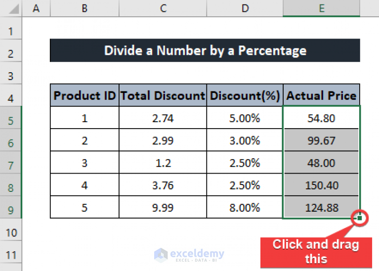 How To Divide A Number By A Percentage In Excel 3 Suitable Examples 