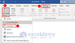Mail Merge from Excel to Word Envelopes (2 Easy Methods)
