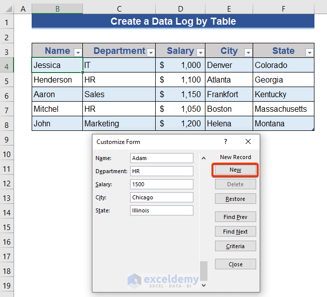 How To Create A Data Log In Excel 2 Suitable Ways ExcelDemy