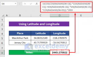 How to Calculate Miles between Two Addresses in Excel (2 Methods)