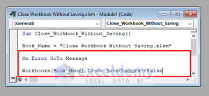 Excel VBA: Close Workbook Without Saving - ExcelDemy