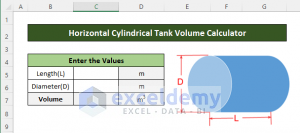 Horizontal Cylindrical Tank Volume Calculator in Excel