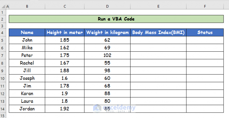 How to Calculate BMI in Excel (2 Handy Ways) - ExcelDemy