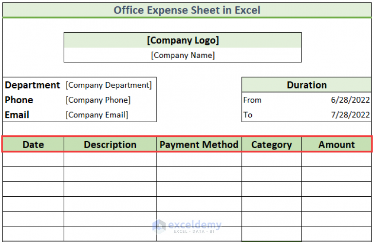 How to Make Office Expense Sheet in Excel (with Easy Steps)