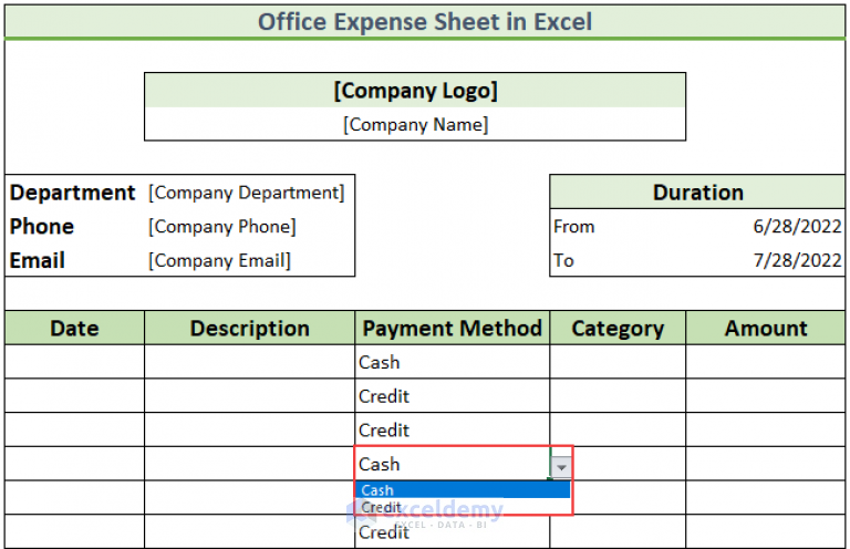 How to Make Office Expense Sheet in Excel (with Easy Steps)