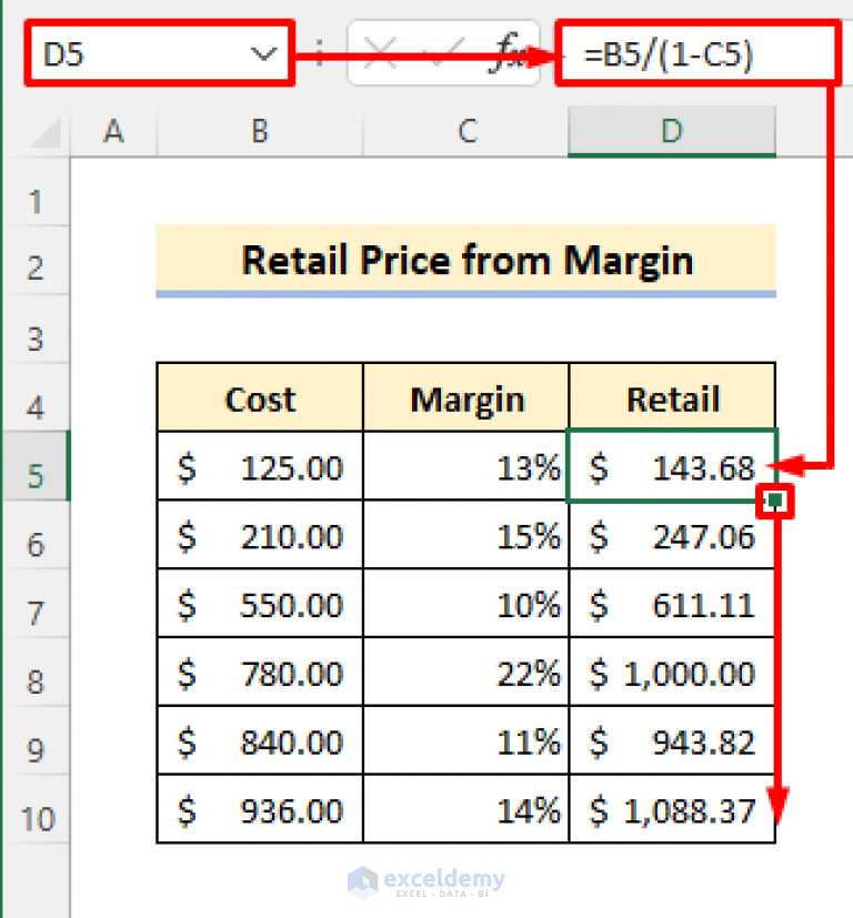 How to Calculate Retail Price in Excel (2 Suitable Ways) - ExcelDemy