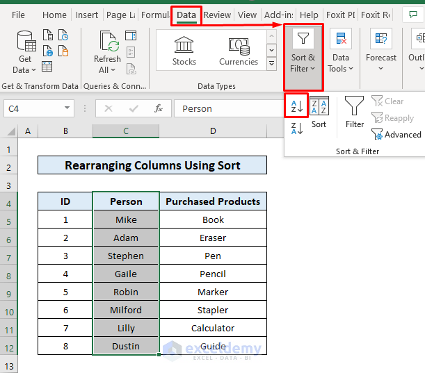 How To Rearrange Columns Alphabetically In Excel 5 Methods How To Rearrange Columns Alphabetically In Excel 5 Methods
