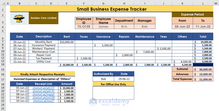 How to Keep Track of Small Business Expenses in Excel (2 Easy Ways)