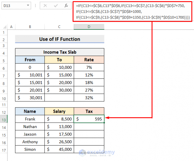 How to Calculate Income Tax in Excel Using IF Function (With Easy Steps)
