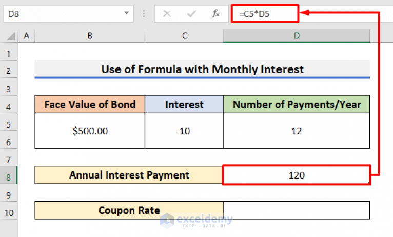 How to Calculate Coupon Rate in Excel (3 Ideal Examples) - ExcelDemy