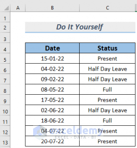 How to Calculate Half Day Leave in Excel (2 Effective Methods)