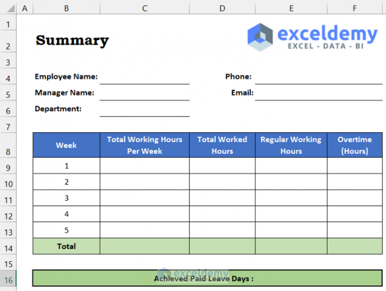 How to Track Comp Time in Excel (with Quick Steps) - ExcelDemy