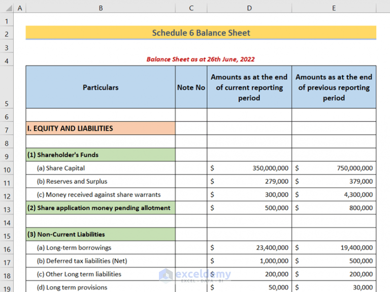 Schedule 6 Balance Sheet Format In Excel ExcelDemy Schedule 6 Balance Sheet Format In Excel ExcelDemy