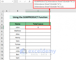 Attendance Sheet in Excel with Formula for Half Day (3 Examples)