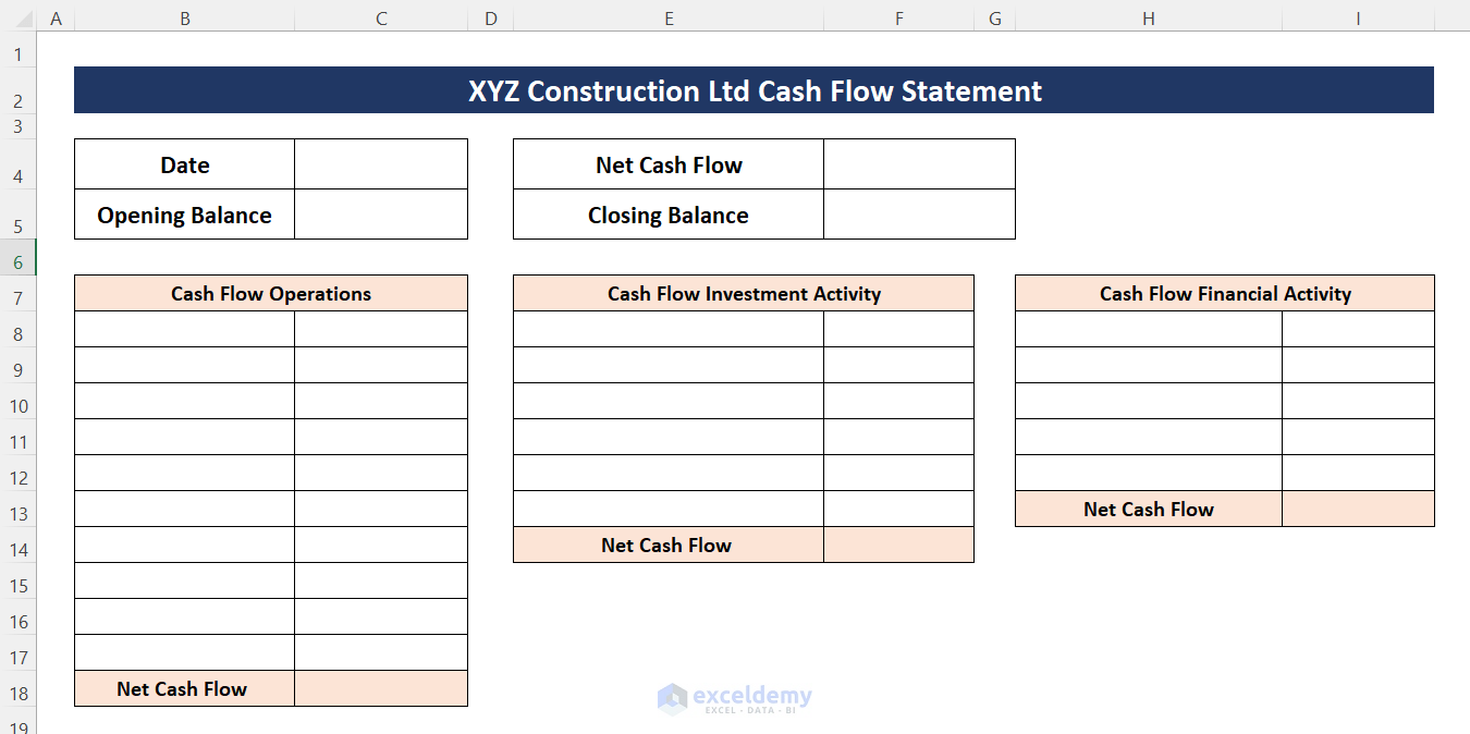Cash Flow Statement Format In Excel For Construction Company Cash Flow Statement Format In Excel For Construction Company