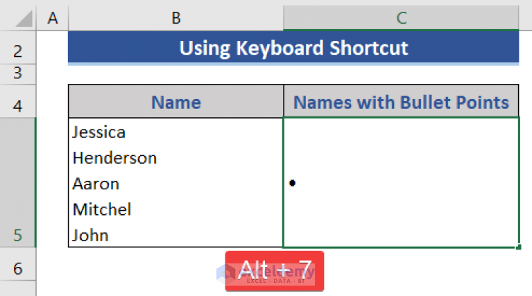 Add Multiple Bullet Points In Excel Cell 5 Suitable Ways 