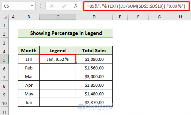 How to Show Percentage in Legend in Excel Pie Chart (with Easy Steps)