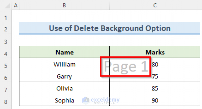 How to Remove Page 1 Watermark in Excel (4 Easy Methods)