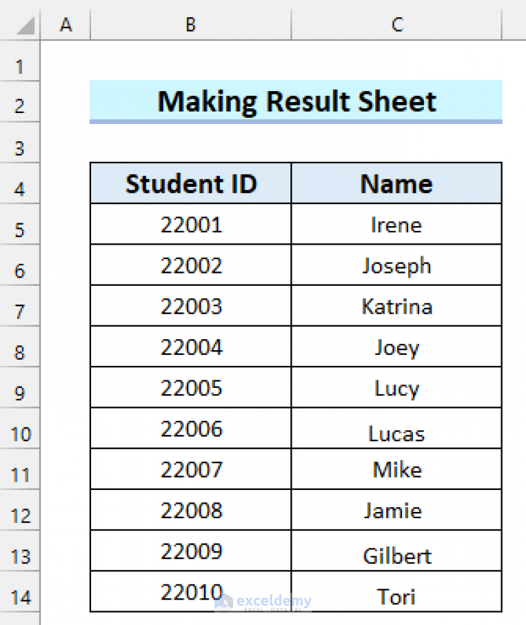 How to Make Result Sheet in Excel (with Easy Steps) - ExcelDemy