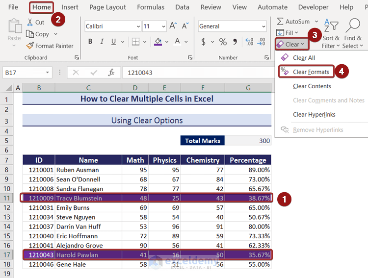 How To Clear Multiple Cells In Excel 4 Ways How To Clear Multiple Cells In Excel 4 Ways