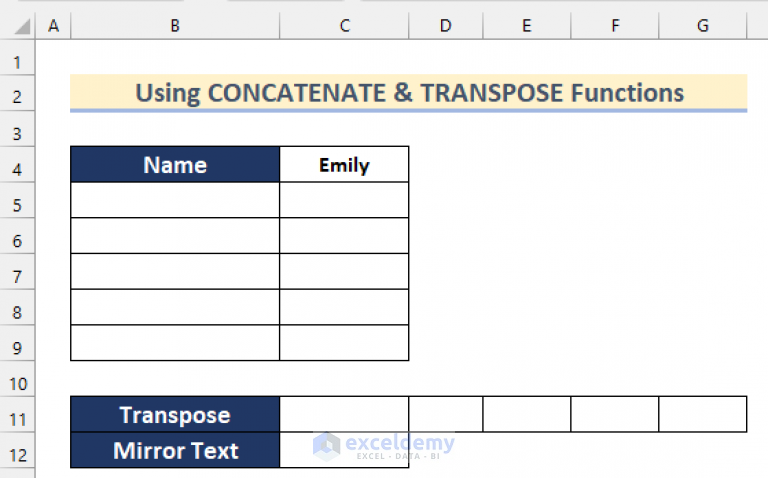 How to Mirror Text in Excel (5 Easy Ways) - ExcelDemy