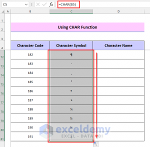 How to Make a List of Special Characters in Excel (3 Easy Ways)