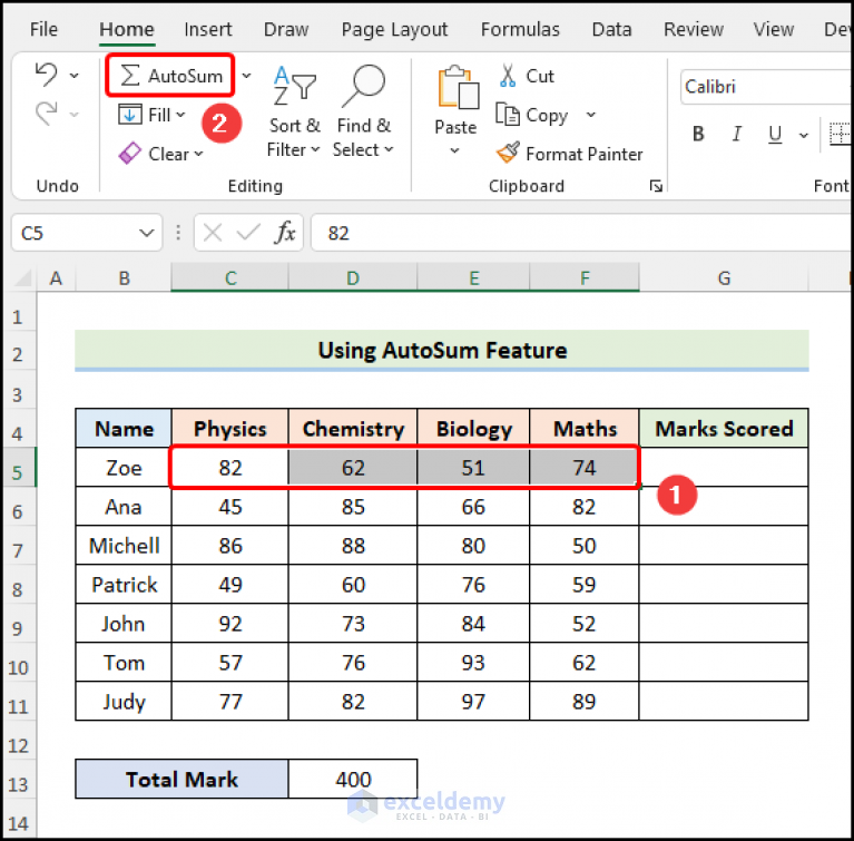 How to Calculate Percentage of Marks in Excel (5 Simple Ways)