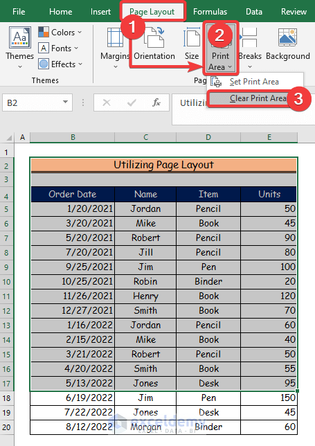 How to Clear Print Area in Excel (2 Easy Ways) - ExcelDemy