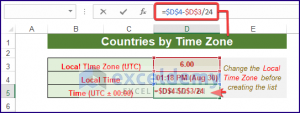 Making a List of Countries by Time Zone in Excel (with Easy Steps)