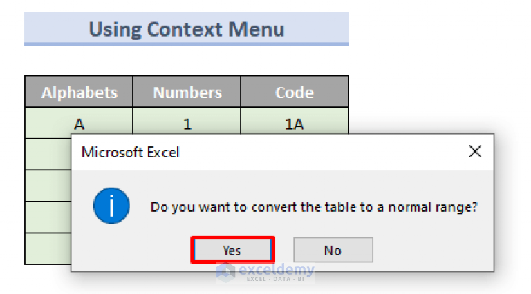 How To Undo A Table In Excel 2 Easy Methods Exceldemy 9793