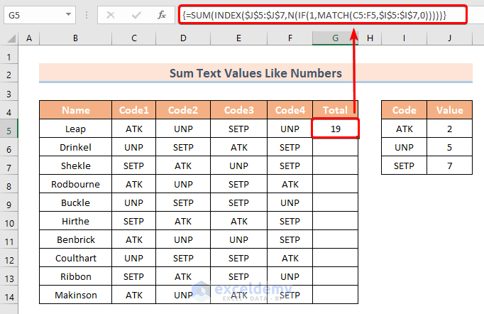 How To Sum Text Values Like Numbers In Excel 3 Methods