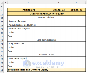 How to Create a Balance Sheet for Small Business in Excel