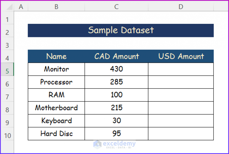 How To Convert CAD To USD In Excel 4 Easy Ways ExcelDemy How To Convert CAD To USD In Excel 4 Easy Ways ExcelDemy