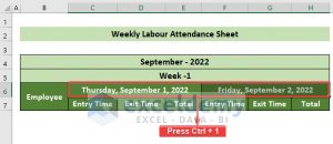 Labour Attendance Sheet Format in Excel (Create with Easy Steps)