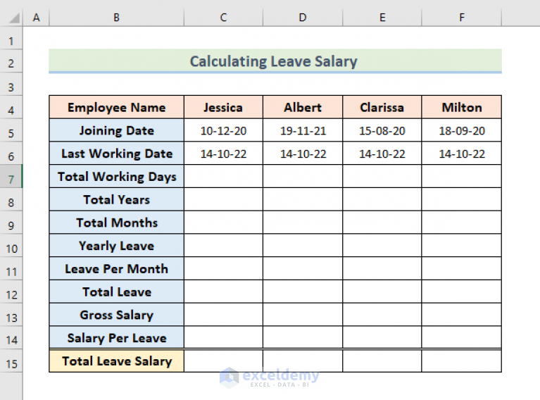 Leave Salary Calculation In Excel With Easy Steps ExcelDemy Leave Salary Calculation In Excel With Easy Steps ExcelDemy