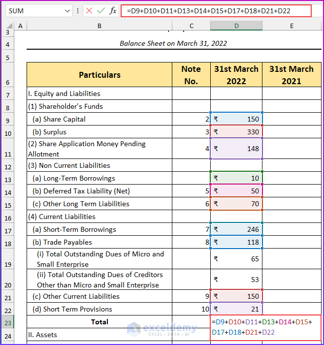 Revised Schedule 3 Balance Sheet Format In Excel With Formula Revised Schedule 3 Balance Sheet Format In Excel With Formula