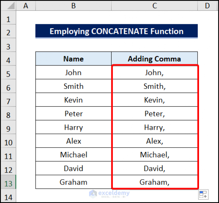How To Add Comma In Excel At The End 5 Methods ExcelDemy How To Add Comma In Excel At The End 5 Methods ExcelDemy