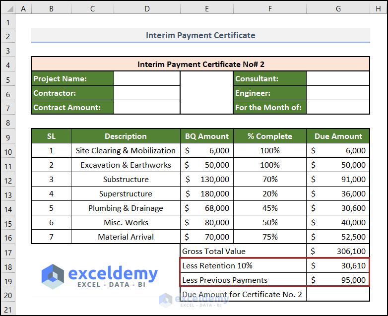 Payment Certificate Template