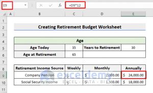 Create Retirement Budget Worksheet in Excel (with Easy Steps)