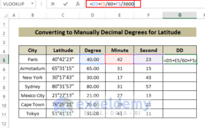 Convert Latitude and Longitude to Decimal Degrees in Excel