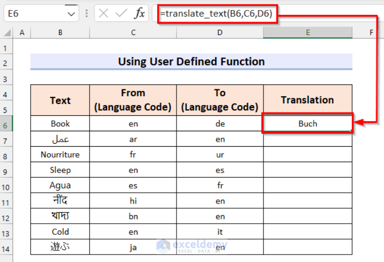 Excel VBA to Translate Language with Formula (With Easy Steps)