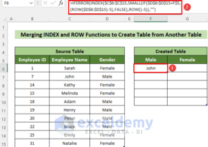 How to Create Table from Another Table with Criteria in Excel