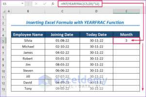 How to Count Months from Date to Today by Using Excel Formula
