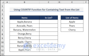 Excel COUNTIF to Count Cell That Contains Text from Another Cell