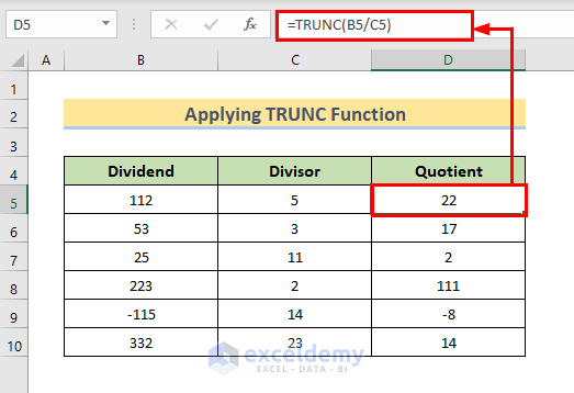 How to Divide Without Remainder in Excel (3 Effective Methods)