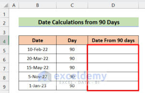 How to Calculate 90 Days from a Specific Date in Excel